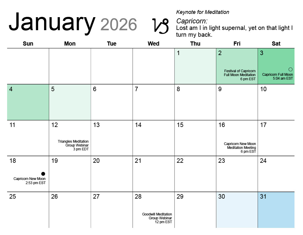 2026 Calendar – Humanity: The World Disciple - Lucis Trust Store ...